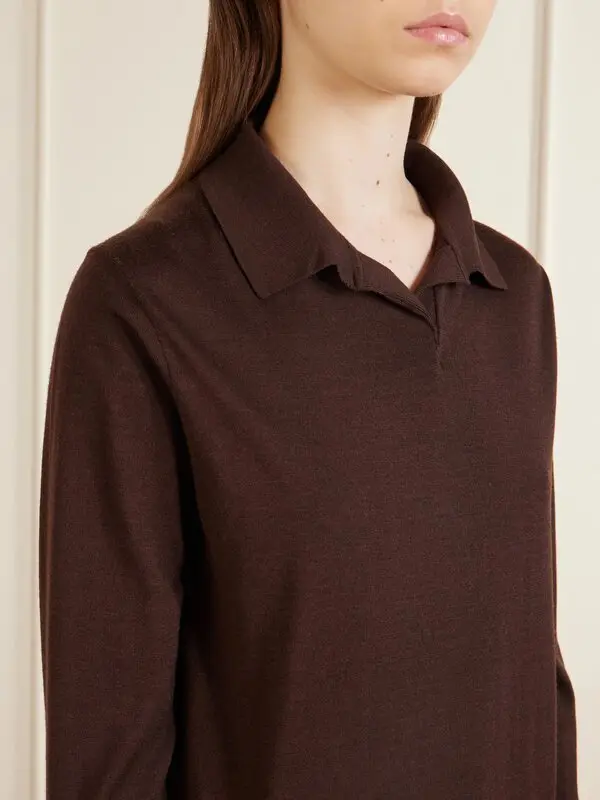 THE ROW Pauli Wool And Silk-blend Polo Shirt