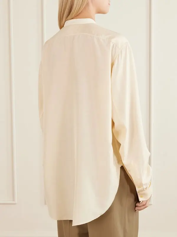 THE ROW Lula Mandarin-collar Silk Shirt