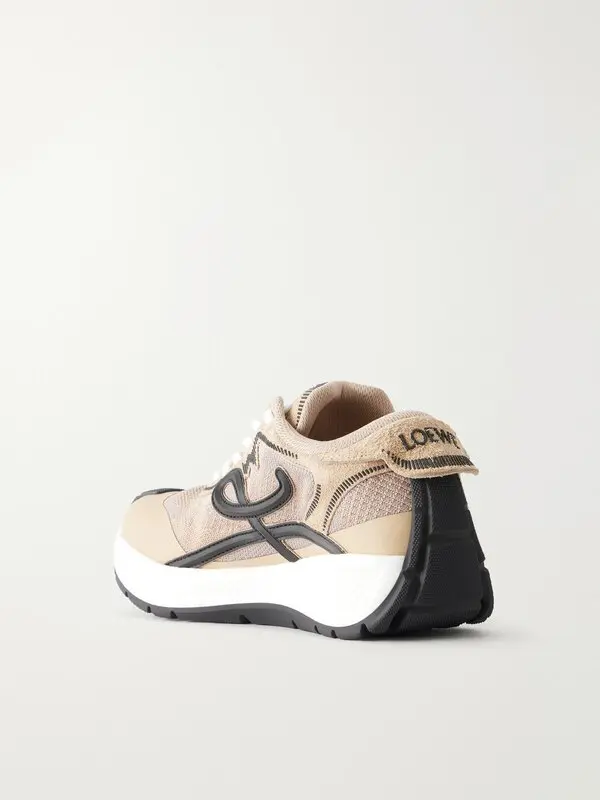 Loewe Pogo Logo-detailed Suede-trimmed Knitted Sneakers
