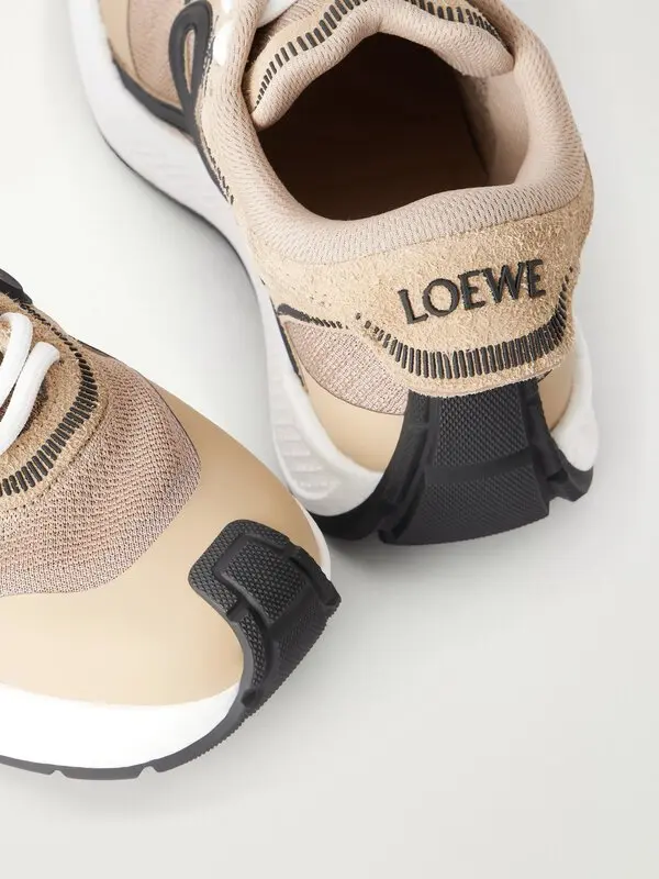 Loewe Pogo Logo-detailed Suede-trimmed Knitted Sneakers