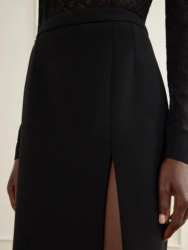 Dolce & Gabbana Front-slit Wool Midi Skirt