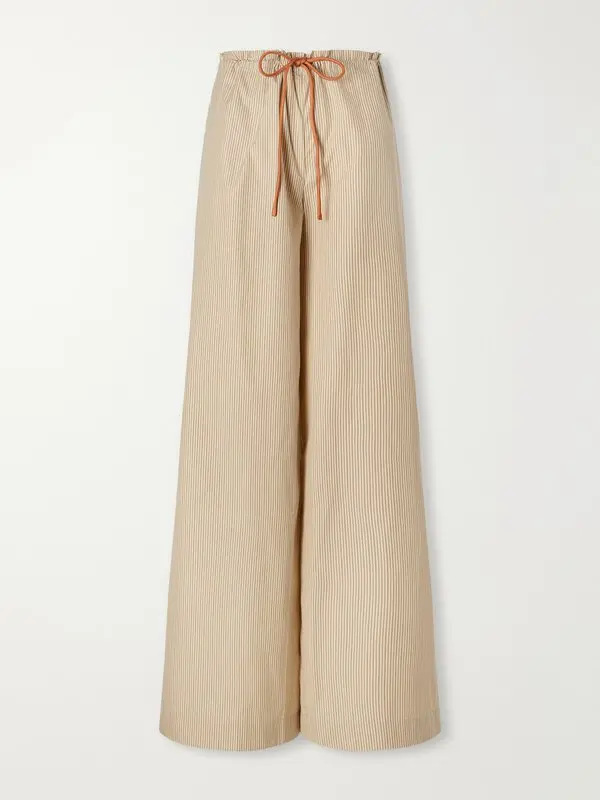 KALLMEYER Wesley Striped Cotton-taffeta Wide-leg Pants - Neutrals