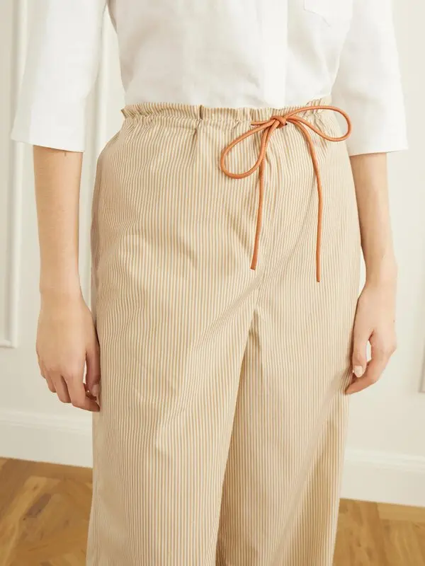 KALLMEYER Wesley Striped Cotton-taffeta Wide-leg Pants - Neutrals