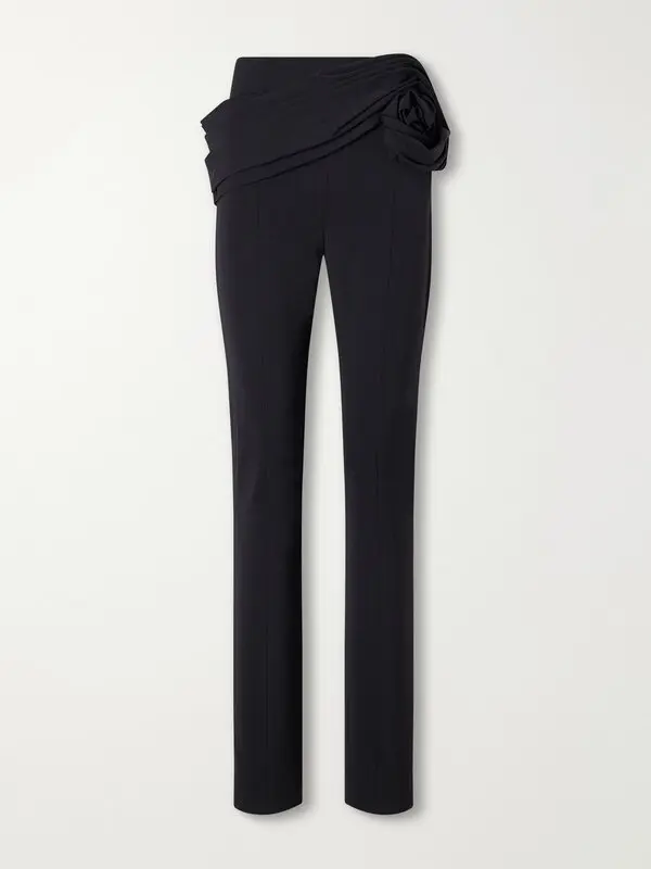 Carolina Herrera Gathered Wool-blend Twill Straight-leg Trousers