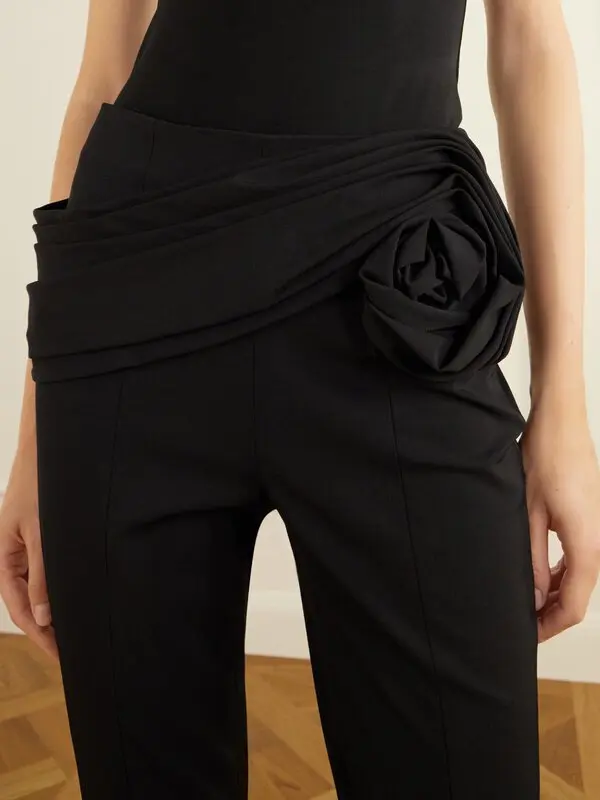 Carolina Herrera Gathered Wool-blend Twill Straight-leg Trousers