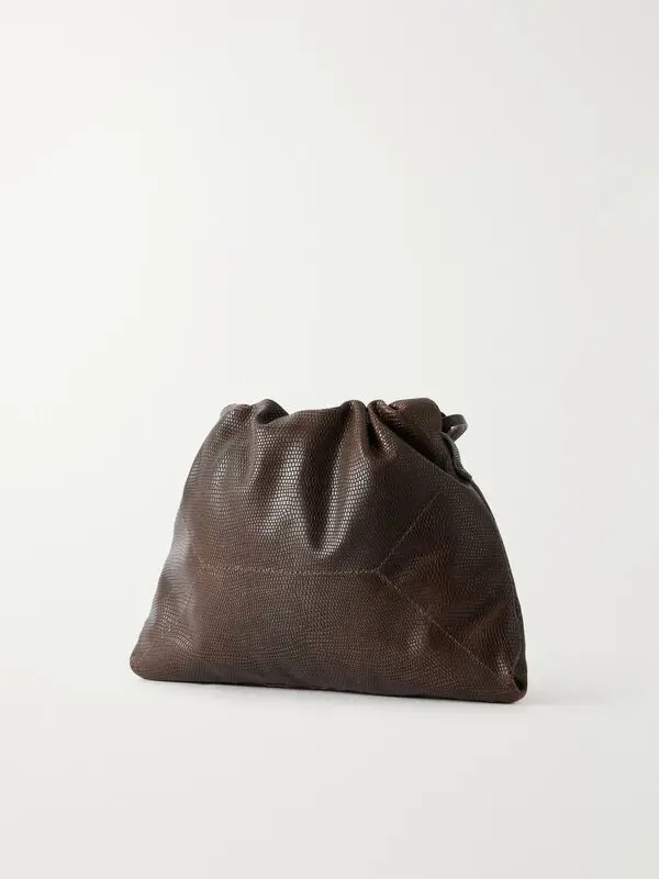 Brunello Cucinelli Monili-embellished Lizard-effect Leather Shoulder Bag