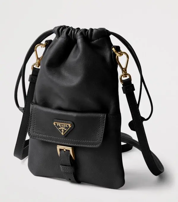 Prada Nappa Leather Drawstring Pouch