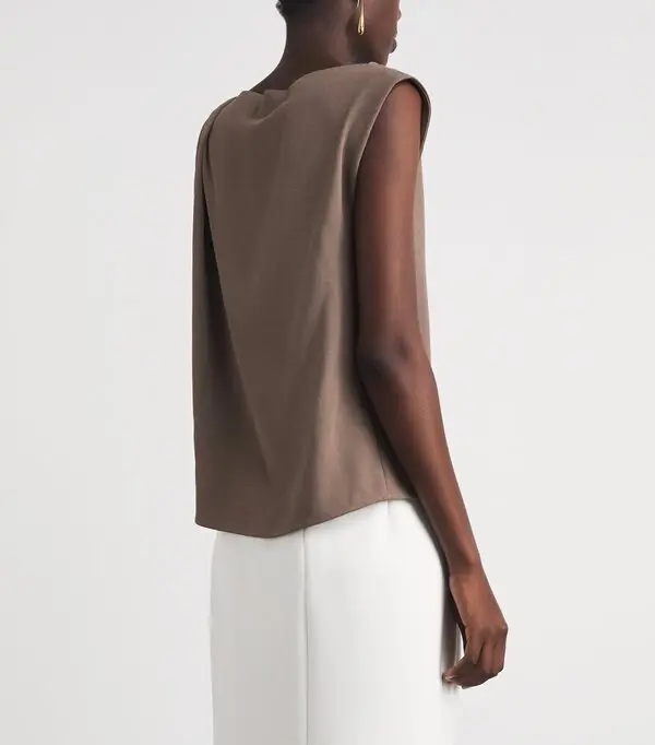 Vince Crepe Draped-shoulder Top