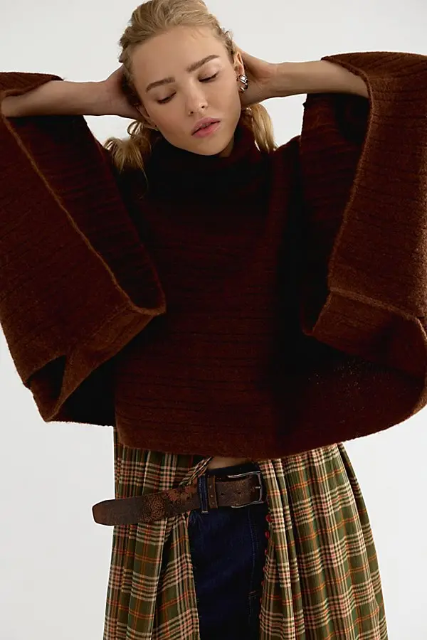 Free People Phoebe Poncho - Chocolate