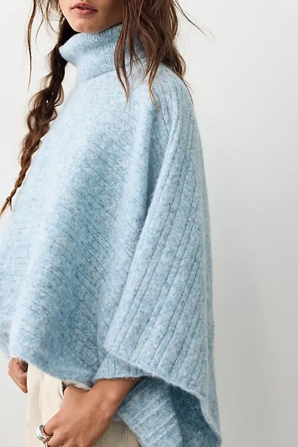 Free People Phoebe Poncho - Denim
