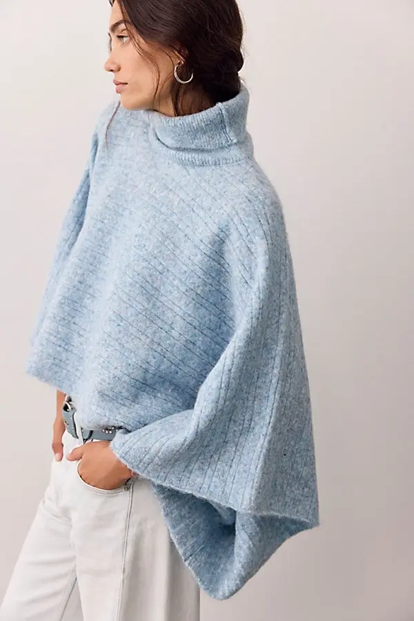 Free People Phoebe Poncho - Denim