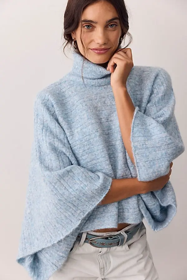 Free People Phoebe Poncho - Denim