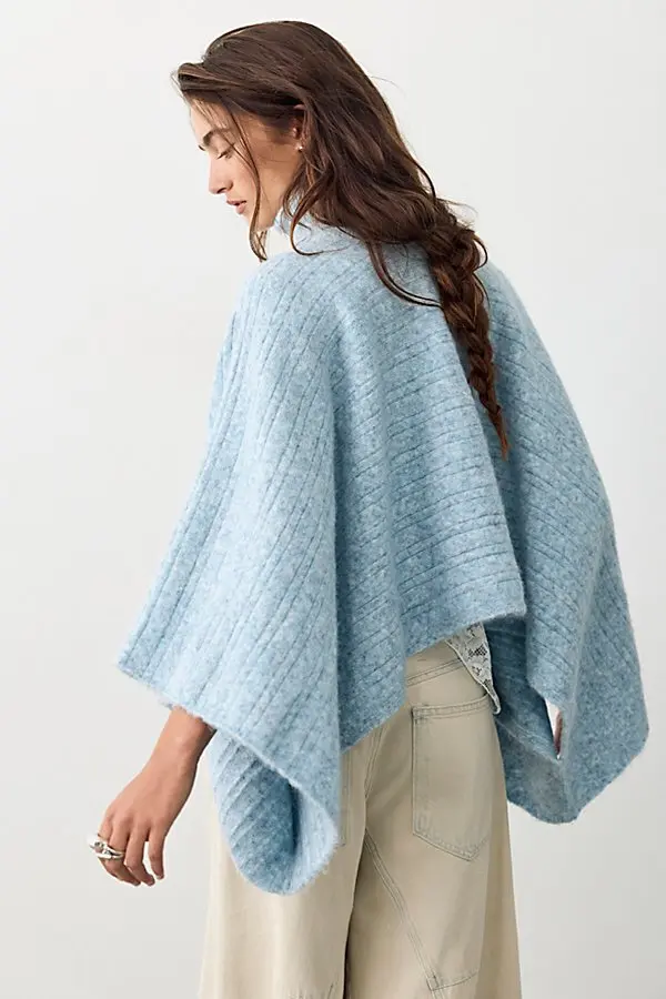 Free People Phoebe Poncho - Denim
