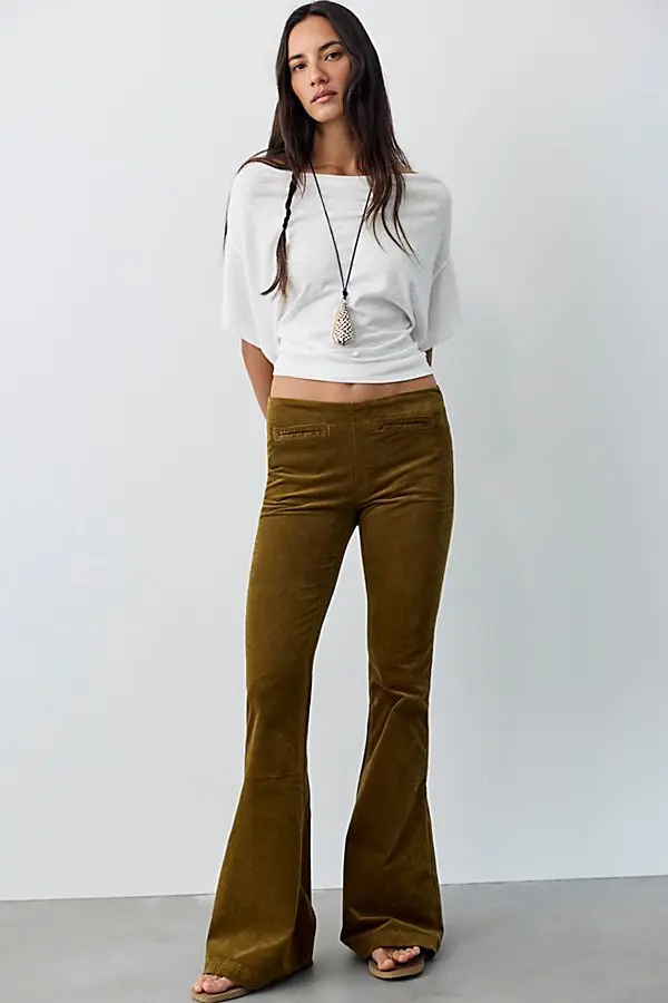 We The Free Walk The Line Cord Bootcut Pants At - Leaf Green