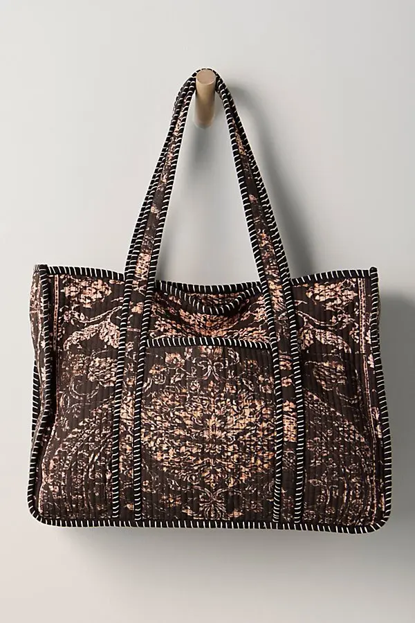 Free People Distorted Quilt Tote Bag - Neutral Pattern