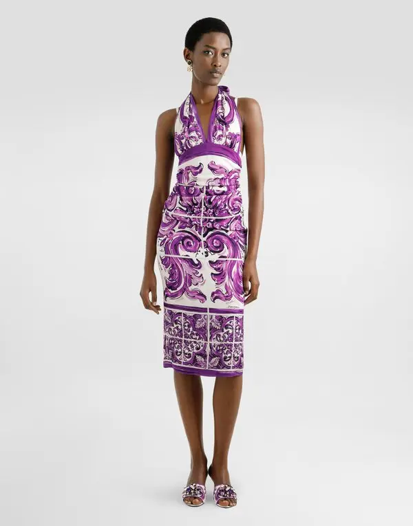 Dolce & Gabbana Majolica-print Charmeuse Dress Dresses
