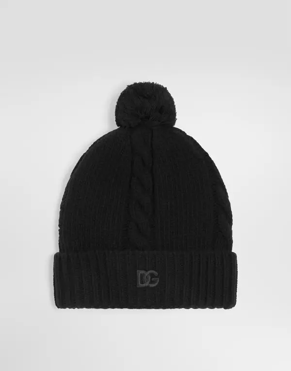 Dolce & Gabbana Ribbed Knit Beanie With Pom-pom - Black
