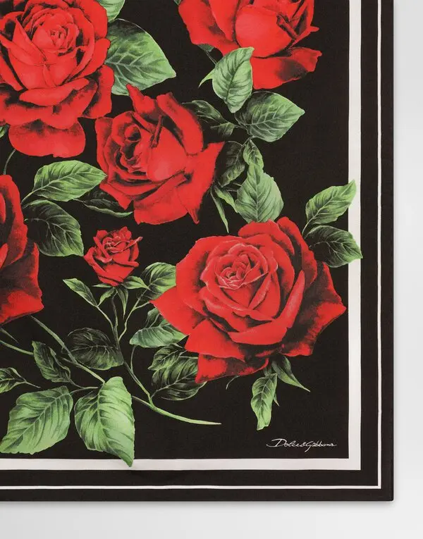 Dolce & Gabbana 50x50 Rose- Silk Twill Scarf Scarves And Silks - Print