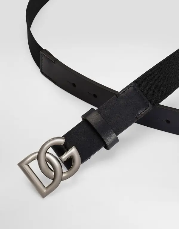 Dolce & Gabbana Tumbled Calfskin Logo Belt - Black