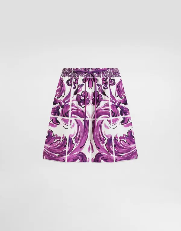 Dolce & Gabbana Majolica-print Poplin Shorts Pants And Shorts - Multicolor