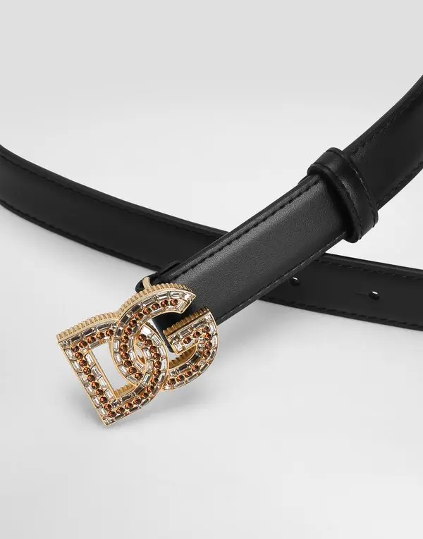 Dolce & Gabbana Calfskin Belt With Dg Logo - Black