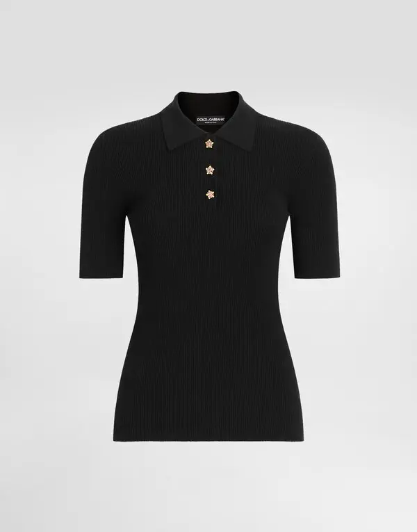 Dolce & Gabbana Ribbed Polo Sweater T-shirts And Sweatshirts - Black
