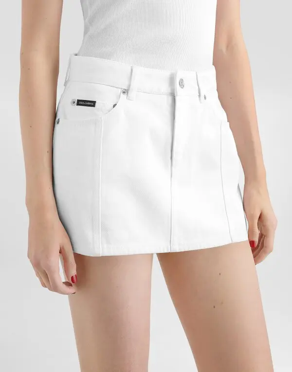 Dolce & Gabbana Denim Skirt With Logo Detail