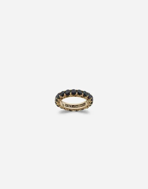Dolce & Gabbana Yellow Family Ring With Black Sapphires Rings - Gold