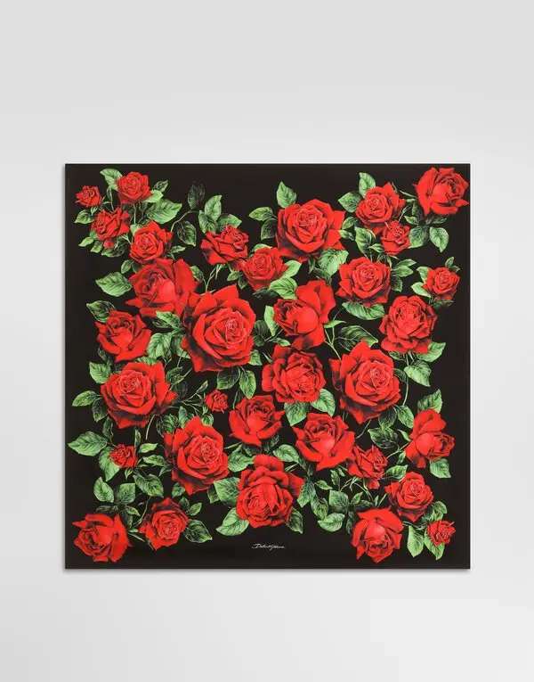Dolce & Gabbana 90x90 Rose-print Silk Twill Scarf Scarves And Silks - Multicolor