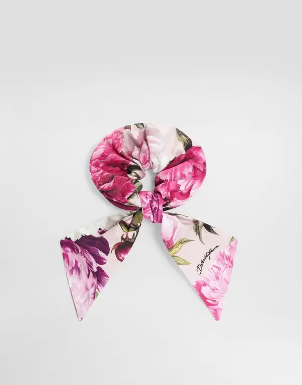 Dolce & Gabbana Peony-print Flannel Scrunchie Accessories