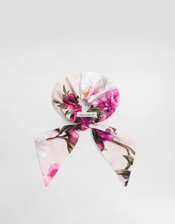Dolce & Gabbana Peony-print Flannel Scrunchie Accessories