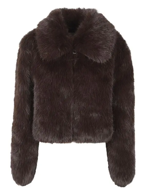 THE FRANKIE SHOP Hope Faux Fur Jacket - Brown