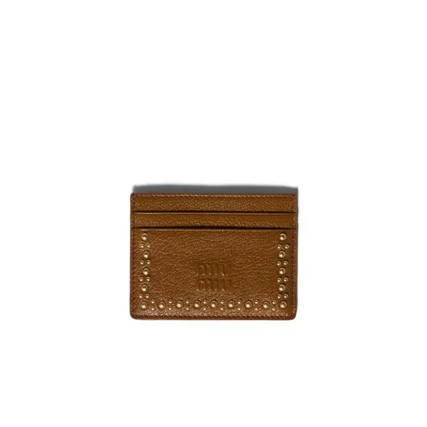 Miu Miu Leather Card Holder - Brandy