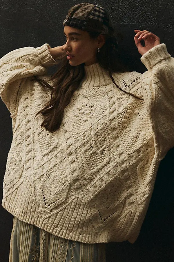Free People Heart You Cotton Pullover - Ivory