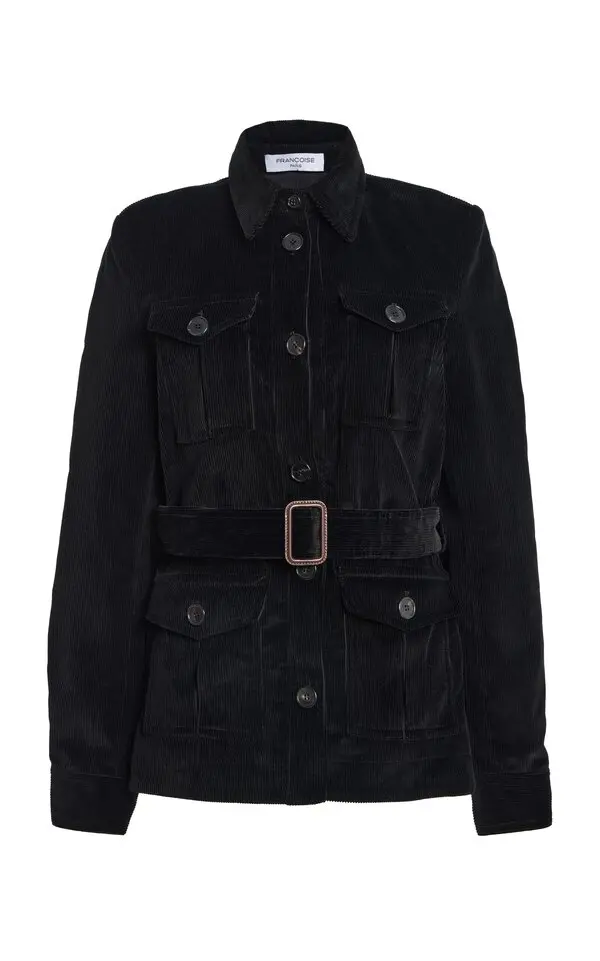 Françoise Sutton Belted Cotton Jacket - Black