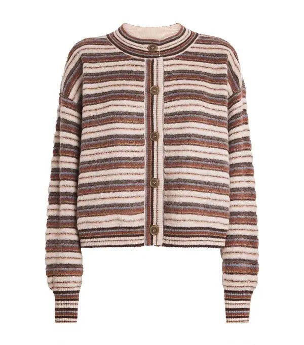 FRAME Mohair-blend The Femme Stripe Cardigan - Blue