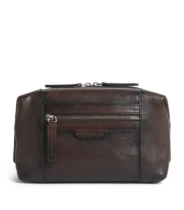 Officine Creative Pebbled Leather Washbag - Brown