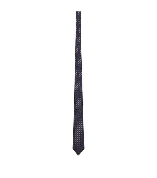 Saint Laurent Silk Geometric-pattern Tie