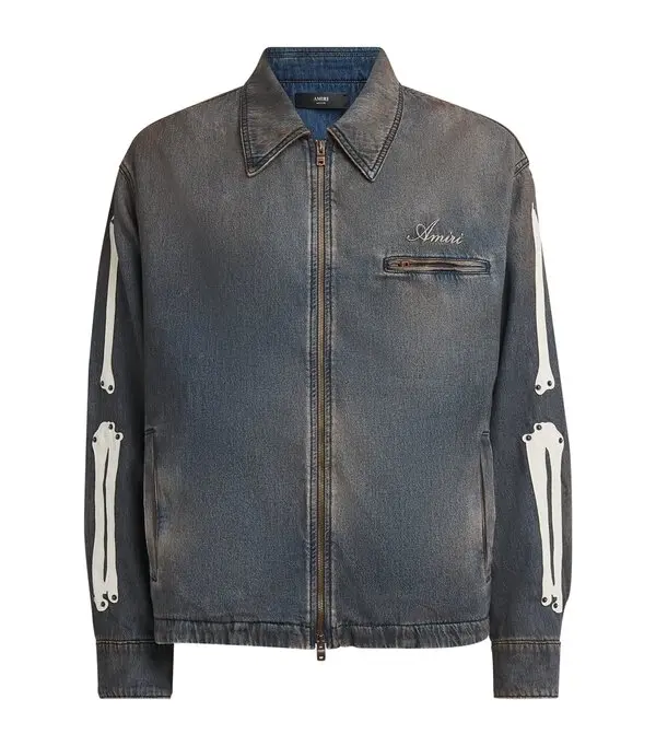 Amiri Lea Bones Denim Jacket - Grey