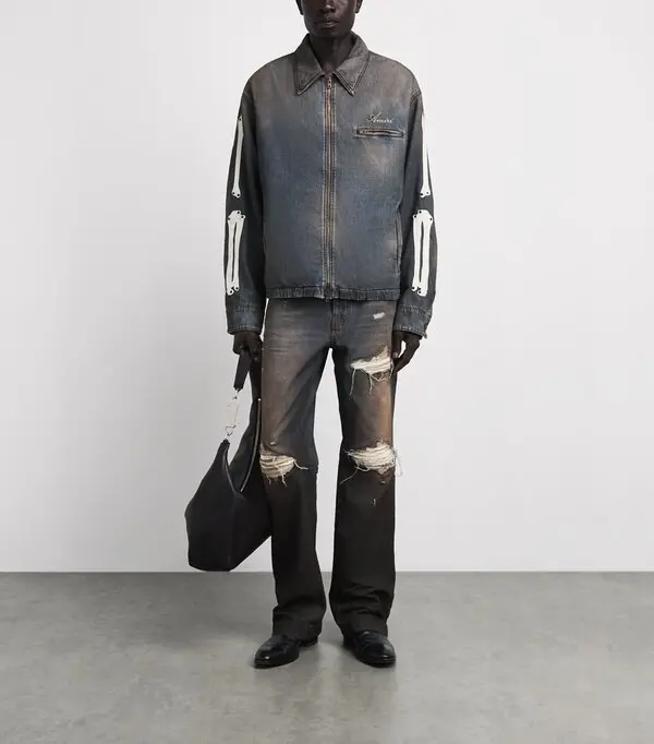 Amiri Lea Bones Denim Jacket - Grey
