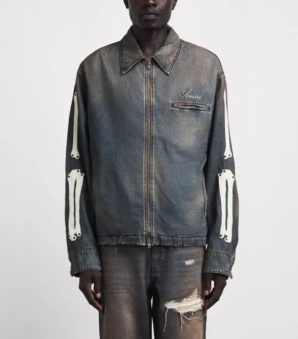 Amiri Lea Bones Denim Jacket - Grey