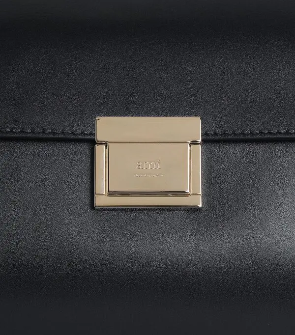AMI Paris Small Leather Mimi Shoulder Bag - Black