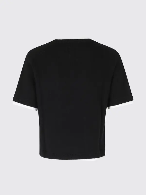 SEMICOUTURE Aida Short-sleeved Wool And Cashmere Sweater With Contrast Trims - Black