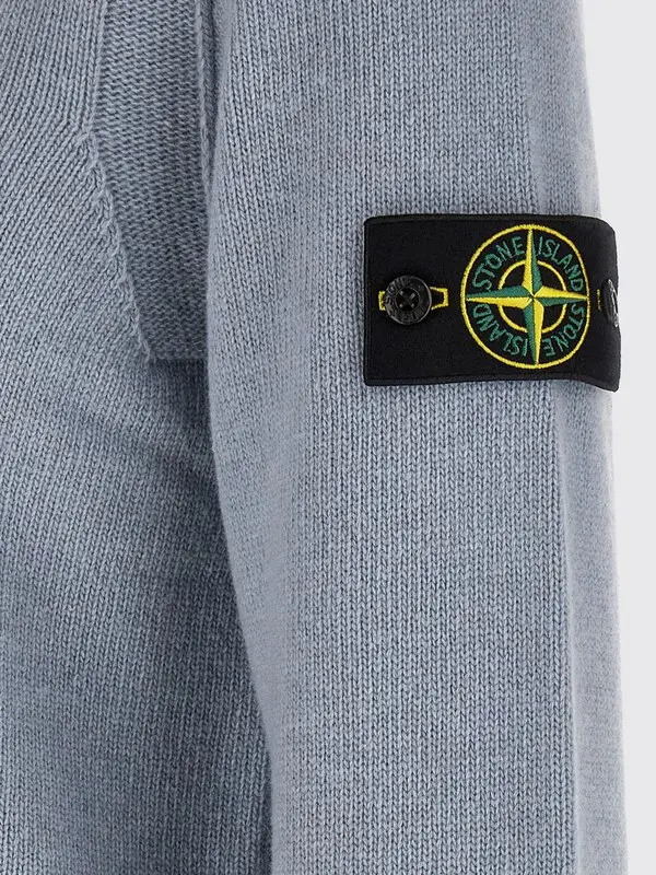 Stone Island Virgin Wool Turtleneck Sweater With Compass Logo Patch - Blue 1