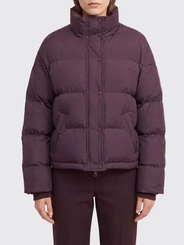 COURREGES Quilted Funnel-neck Short Puffer Jacket In Wool And Polyester Blend