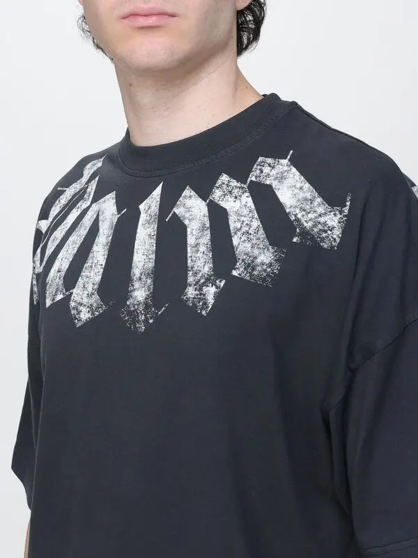 Palm Angels Relaxed Fit Cotton T-shirt With Graffiti Logo Print - Black