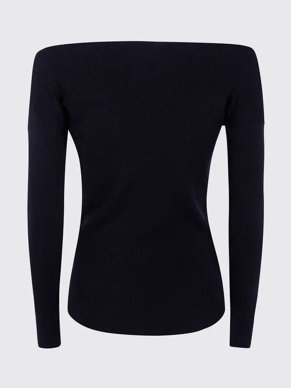 PAROSH P.a.r.o.s.h. Slim Fit Pure Wool Sweater With Straight Neckline And Dropped Shoulders