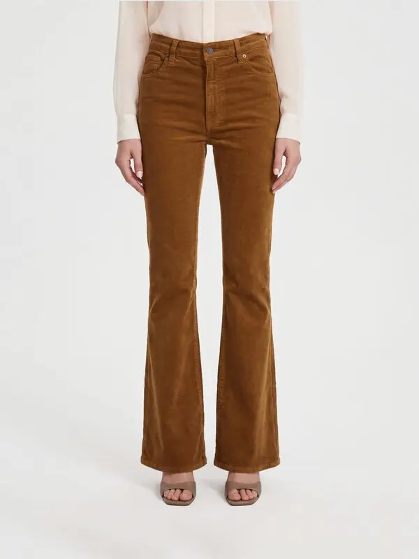 FRAME High Rise Flare Corduroy Trousers