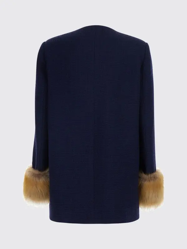 Valentino Garavani Single-breasted Wool Tweed Coat With Fur Cuffs