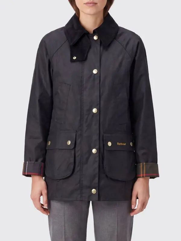 Barbour Beadnell Waxed Cotton Jacket With Velvet Collar - Black
